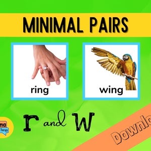 Gliding Minimal Pairs R and W Speech Therapy Minimal Pair Therapy ...