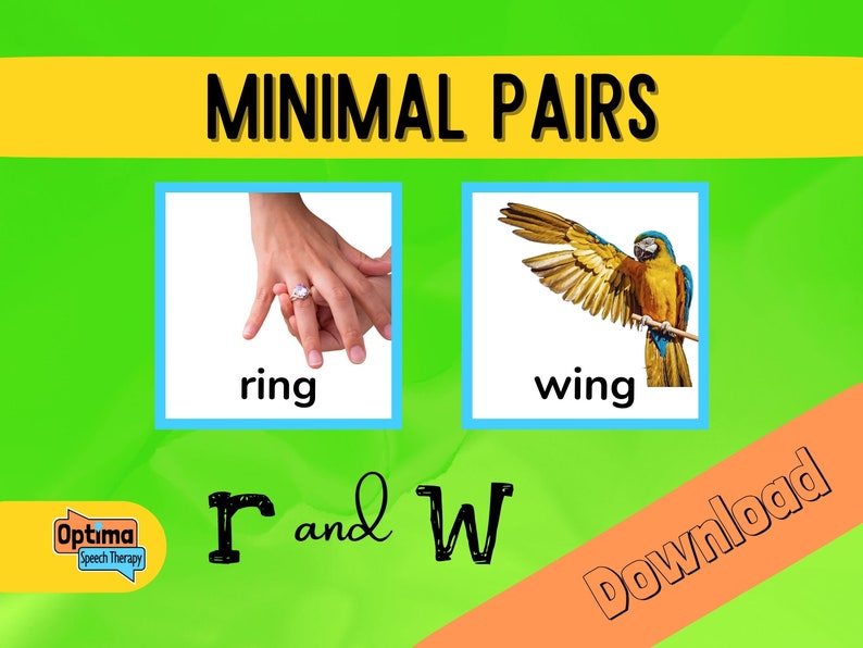 Gliding Minimal Pairs R and W Speech Therapy Minimal Pair Therapy ...