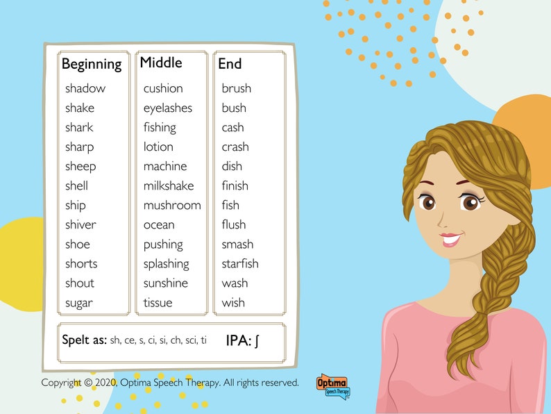 SH Phonic SH Sound Printable Speech Sound Cards Phonics Word Lists ...