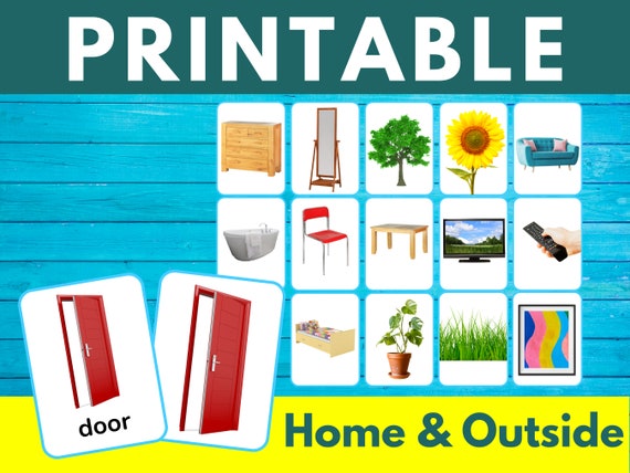 HOME & OUTSIDE Flashcards Printable Cards Speech Therapy | Etsy