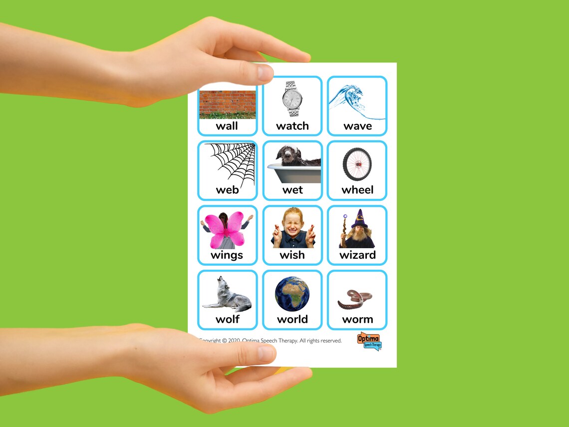 W Phonic W Sound Printable Speech Sound Cards Phonics Word Lists ...