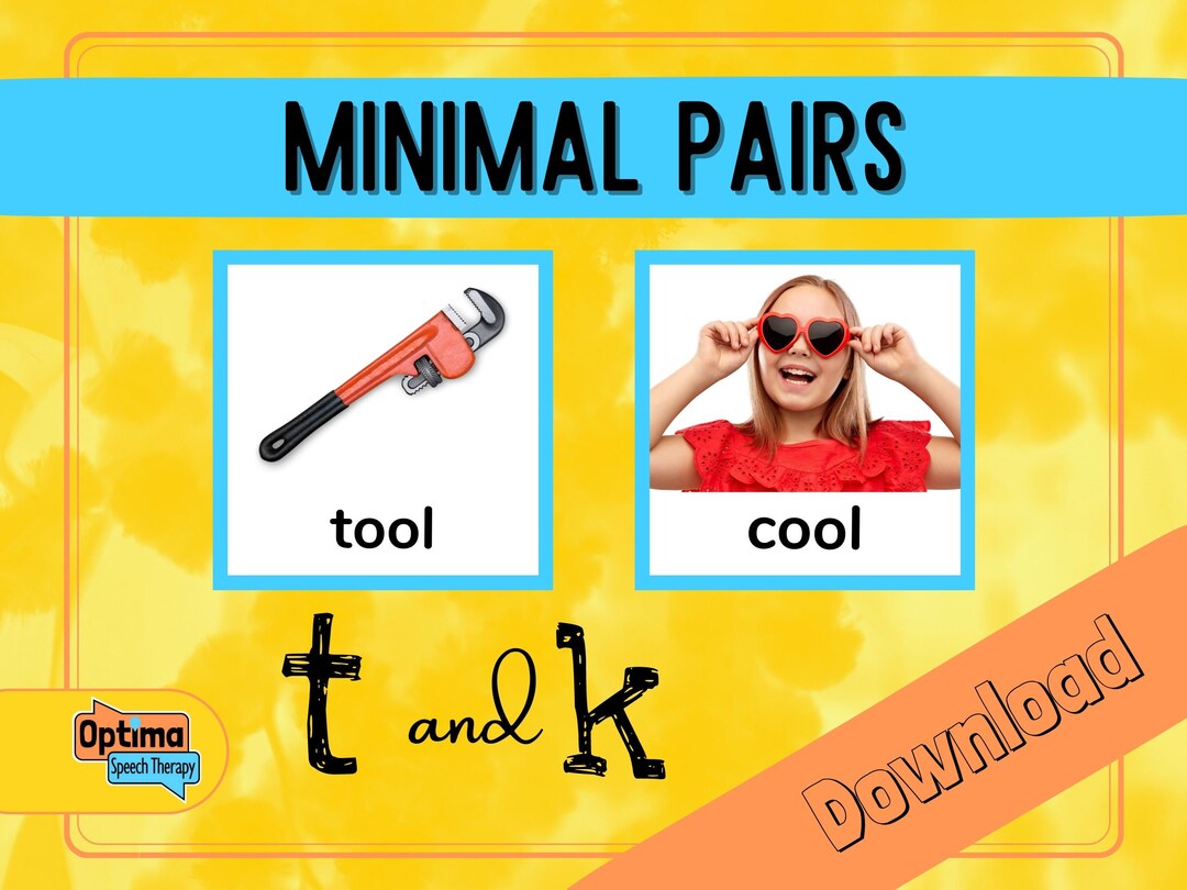 Backing Minimal Pairs T and K Speech Therapy Minimal Pair Therapy - Etsy