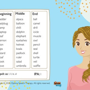 L Phonic L Sound Printable Speech Sound Cards Phonics Word Lists ...