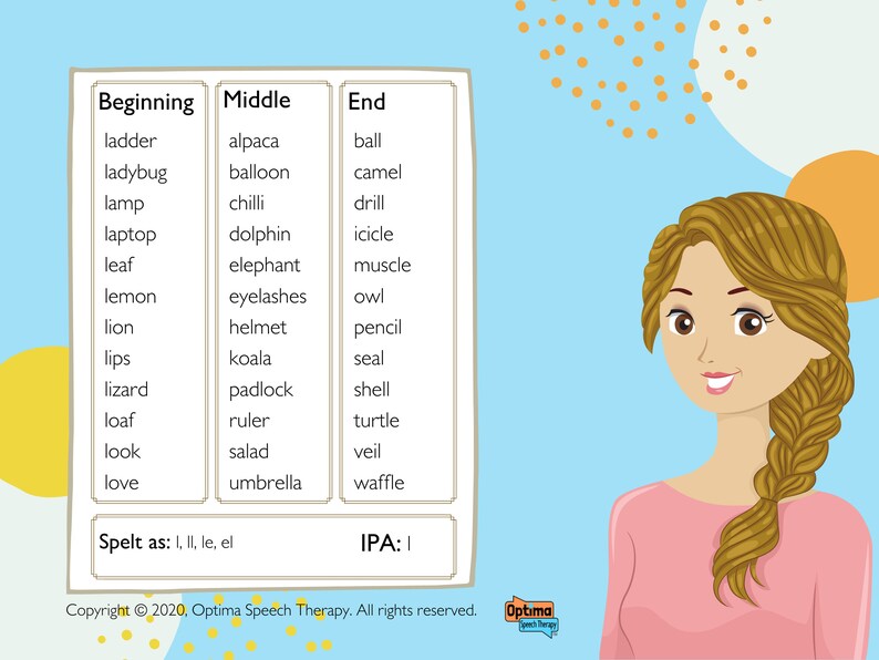 L Phonic L Sound Printable Speech Sound Cards Phonics Word Lists ...