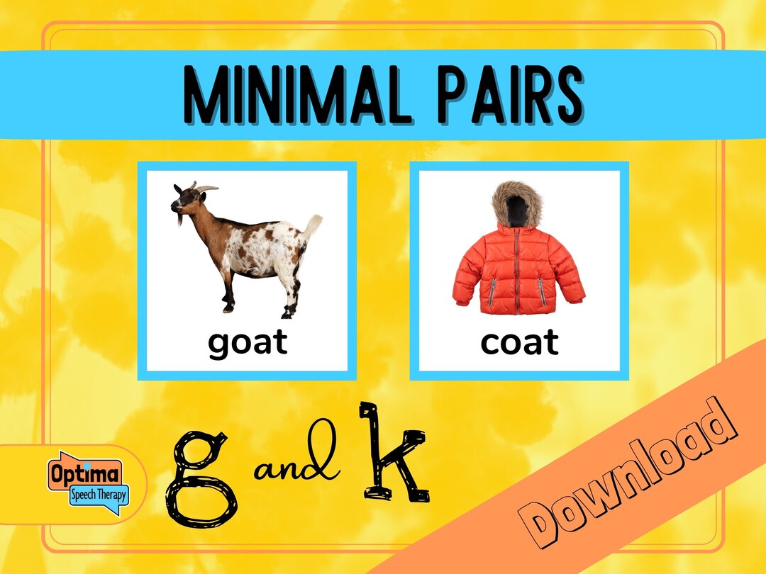 Devoicing Minimal Pairs G and K Speech Therapy Minimal Pair Therapy - Etsy