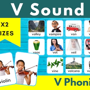 V Phonic V Sound Printable Speech Sound Cards Phonics Word Lists ...