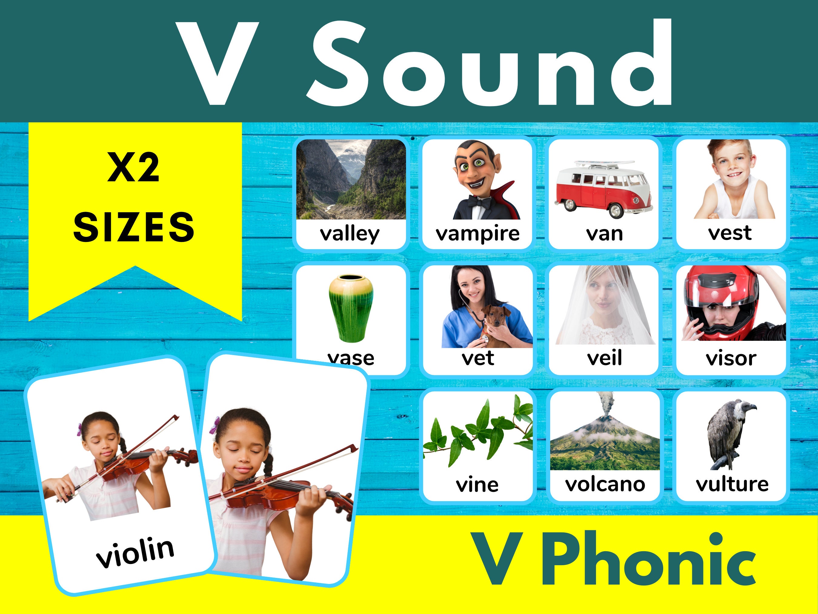 V Phonic V Sound Printable Speech Sound Cards Phonics Word Lists ...