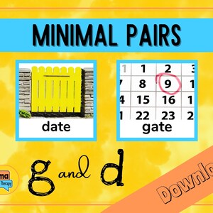Fronting Minimal Pairs G and D Speech Therapy Minimal Pair Therapy - Etsy