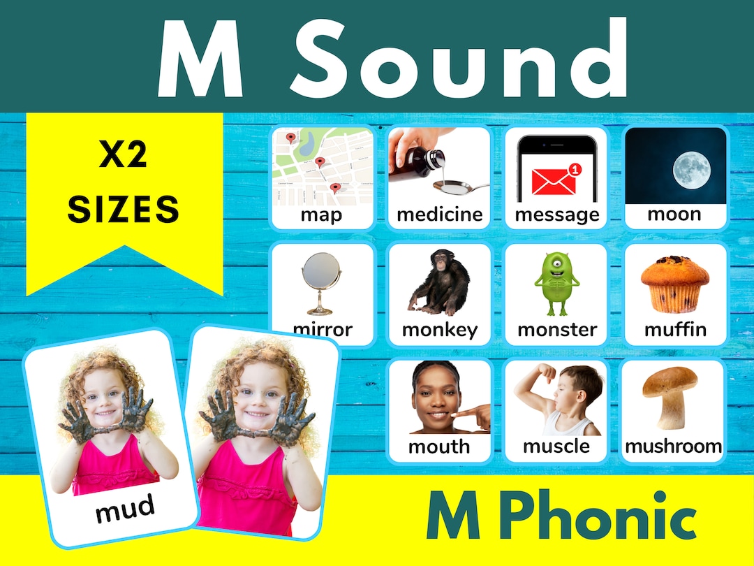 M Phonic M Sound Printable Speech Sound Cards Phonics Word Lists ...