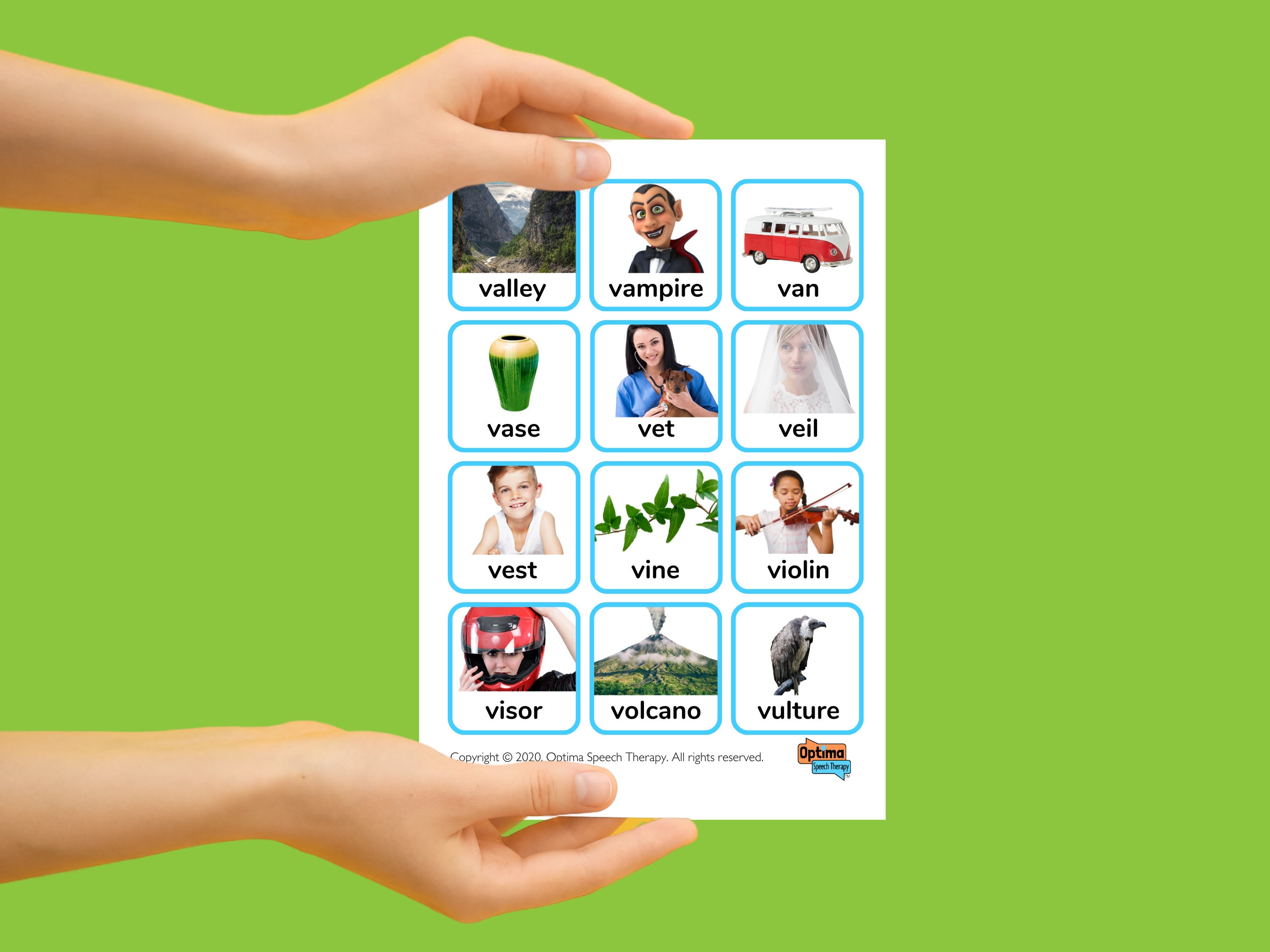V Phonic V Sound Printable Speech Sound Cards Phonics Word Lists ...
