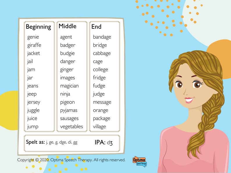 DG Phonic DG Sound Printable Speech Sound Cards Phonics Word Lists ...