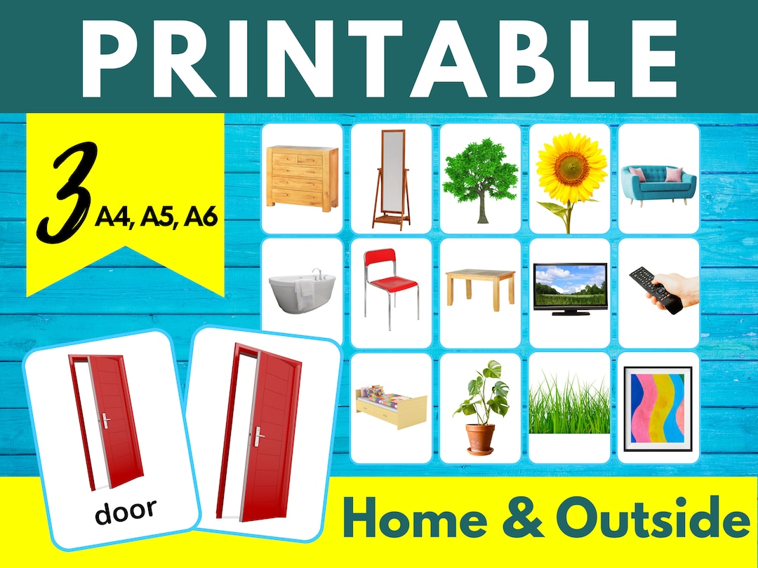 HOME & OUTSIDE Flashcards Printable Cards Speech Therapy Speech ...