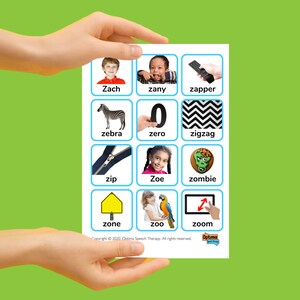 Z Phonic Z Sound Printable Speech Sound Cards Phonics Word Lists ...