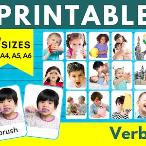 VERBS Flashcards Printable Cards Speech Therapy Speech Pathology ...