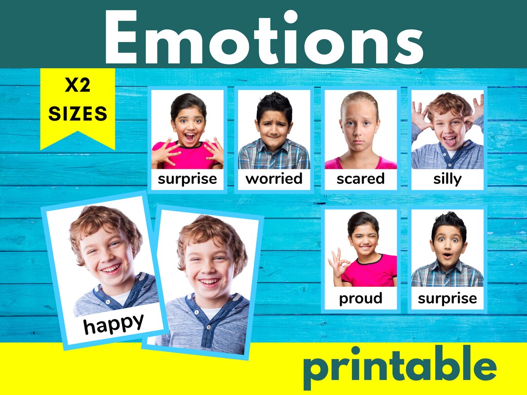 EMOTIONS Printable PDF Flash Cards Speech Therapy Speech Pathology ...
