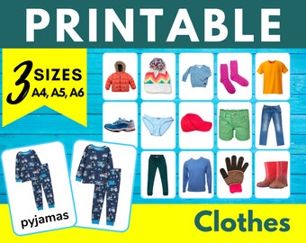 CLOTHES Flashcards Printable Cards Speech Therapy - Etsy