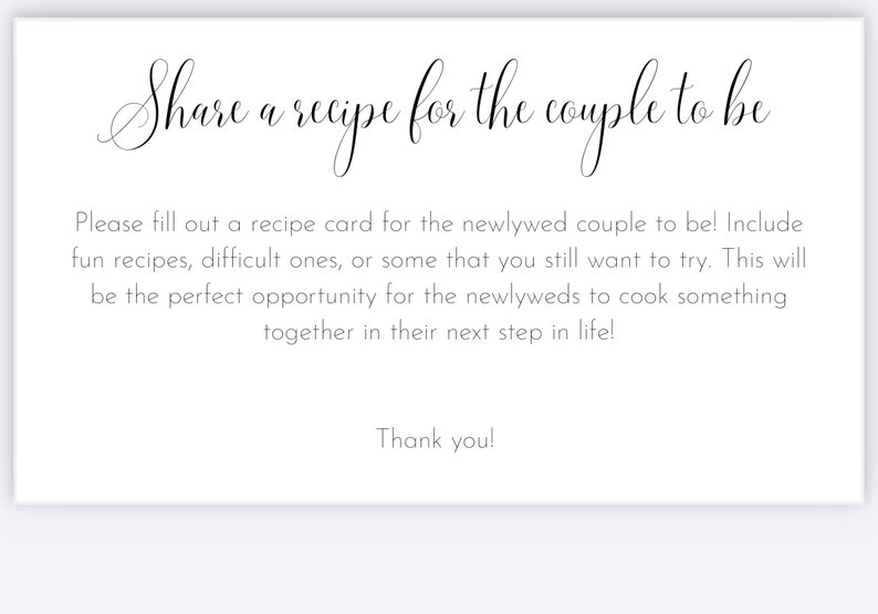 Recipe Request for Newlywed Couple Printable Option - Etsy