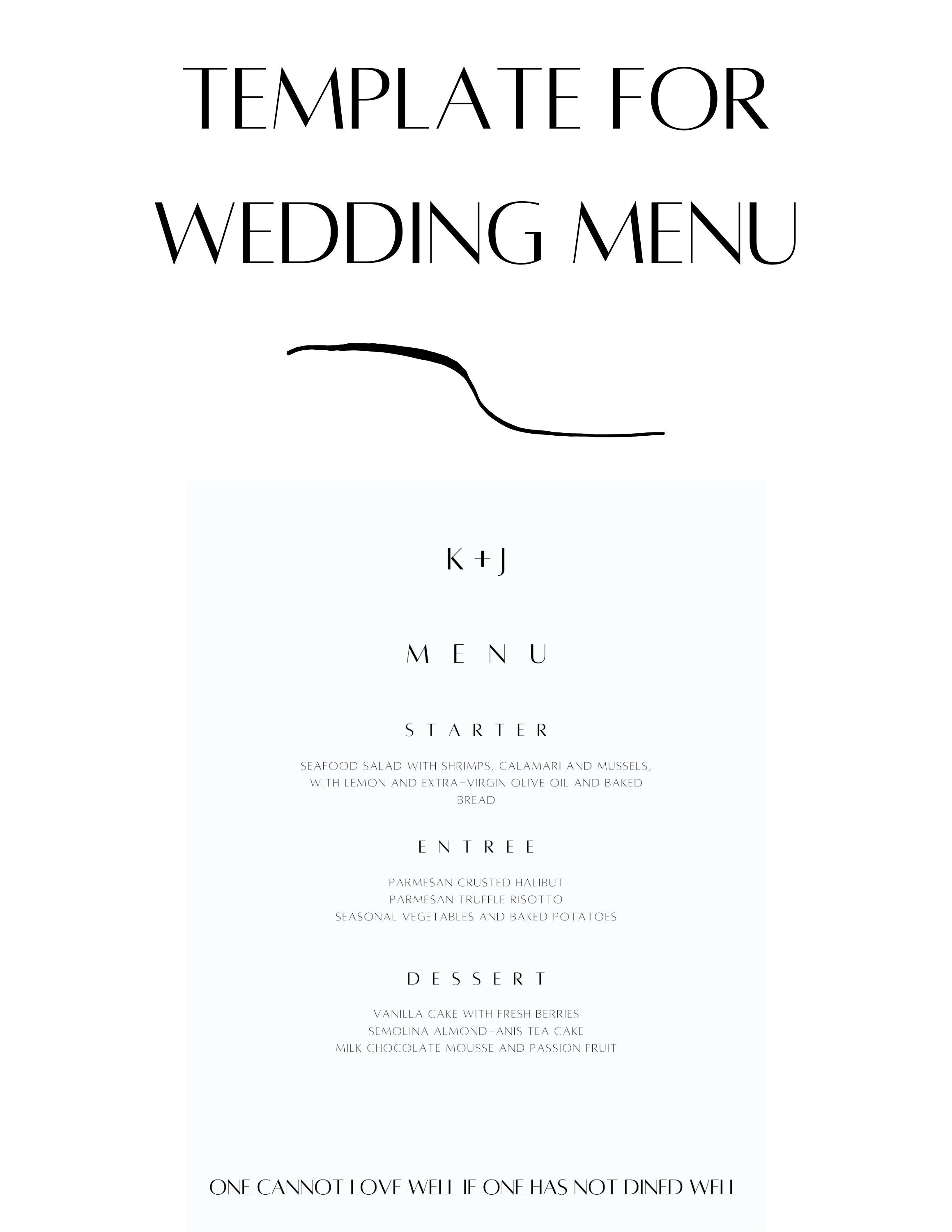 Wedding Menu Canva Template - Etsy