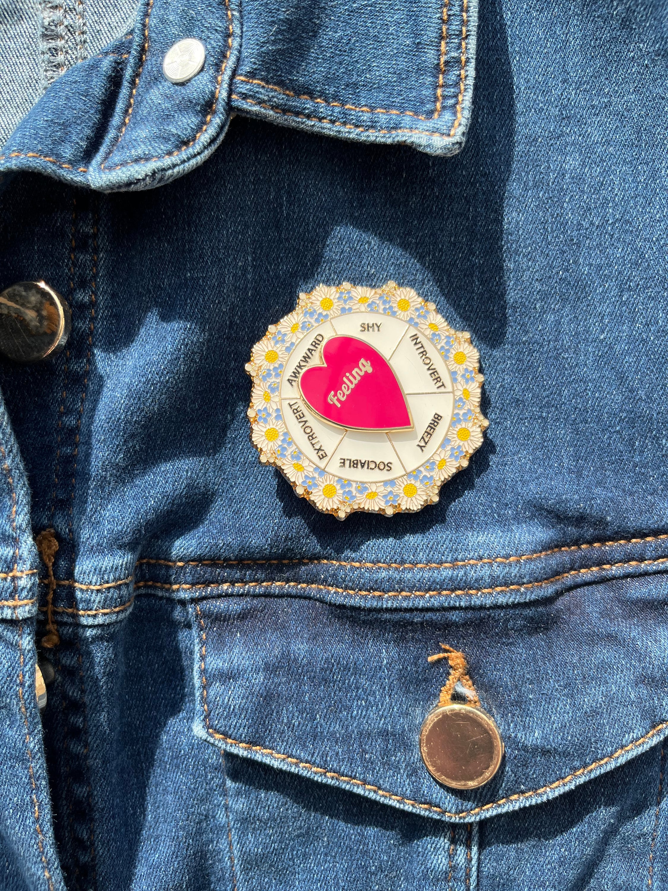 Introvert Ice Breaker Mood Spinner Pin With Intricate Floral Framing - Etsy