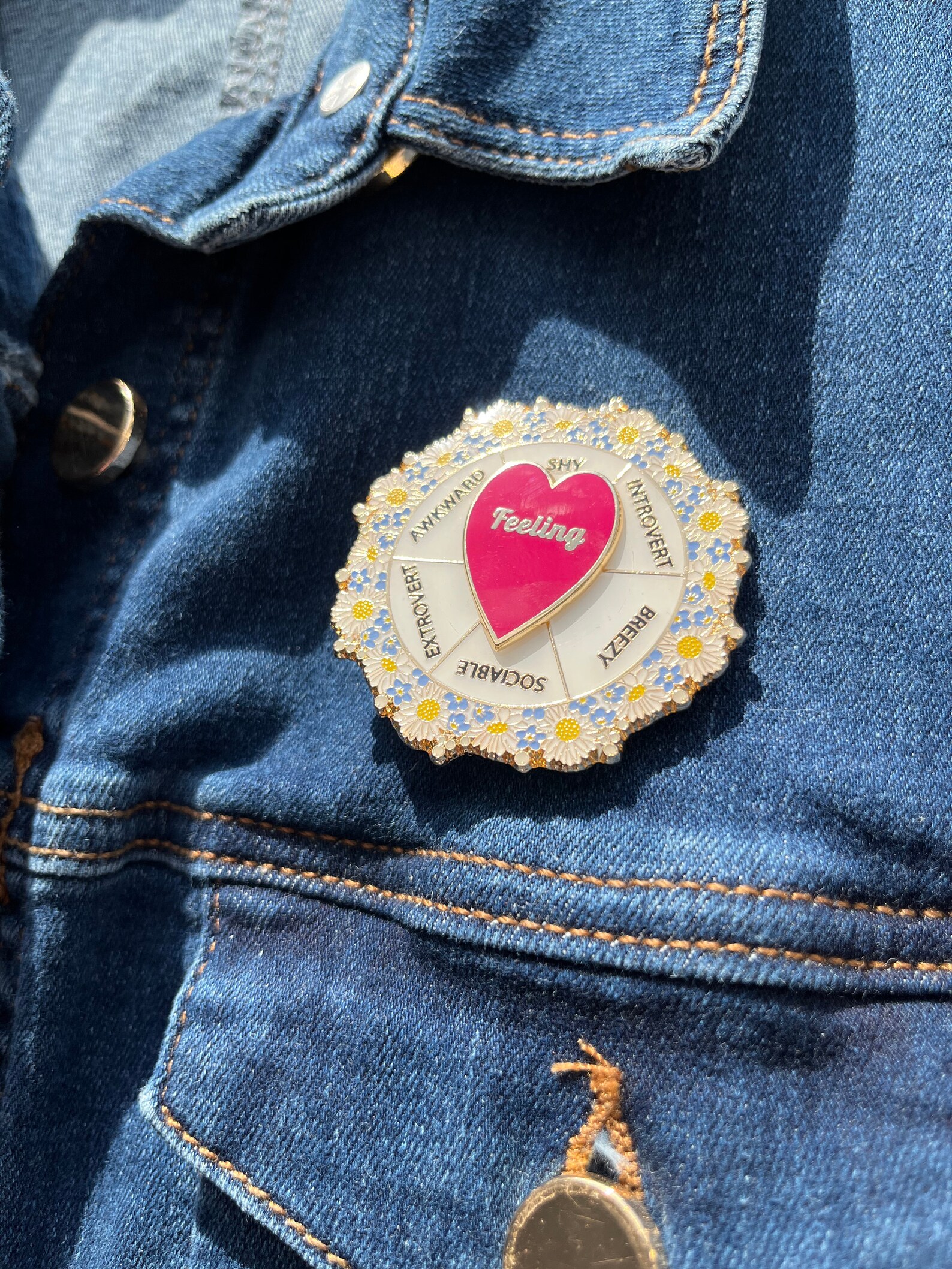 Introvert Ice Breaker Mood Spinner Pin With Intricate Floral Framing - Etsy