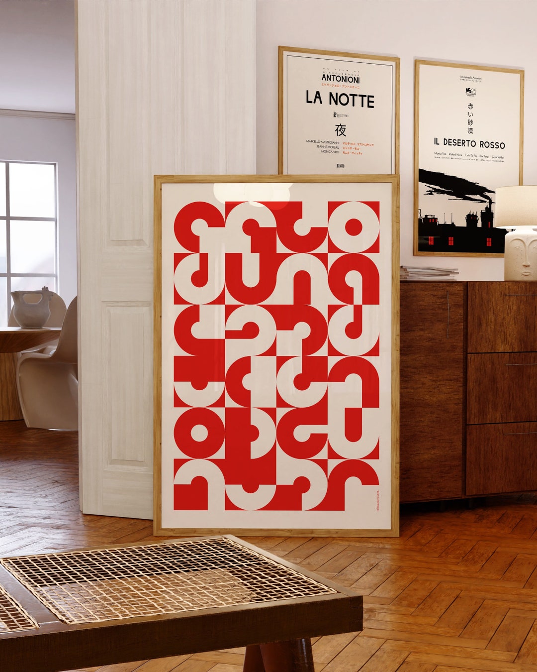 Mid-century Modern Geometric Red Pattern Poster | Inspired by Alexander ...