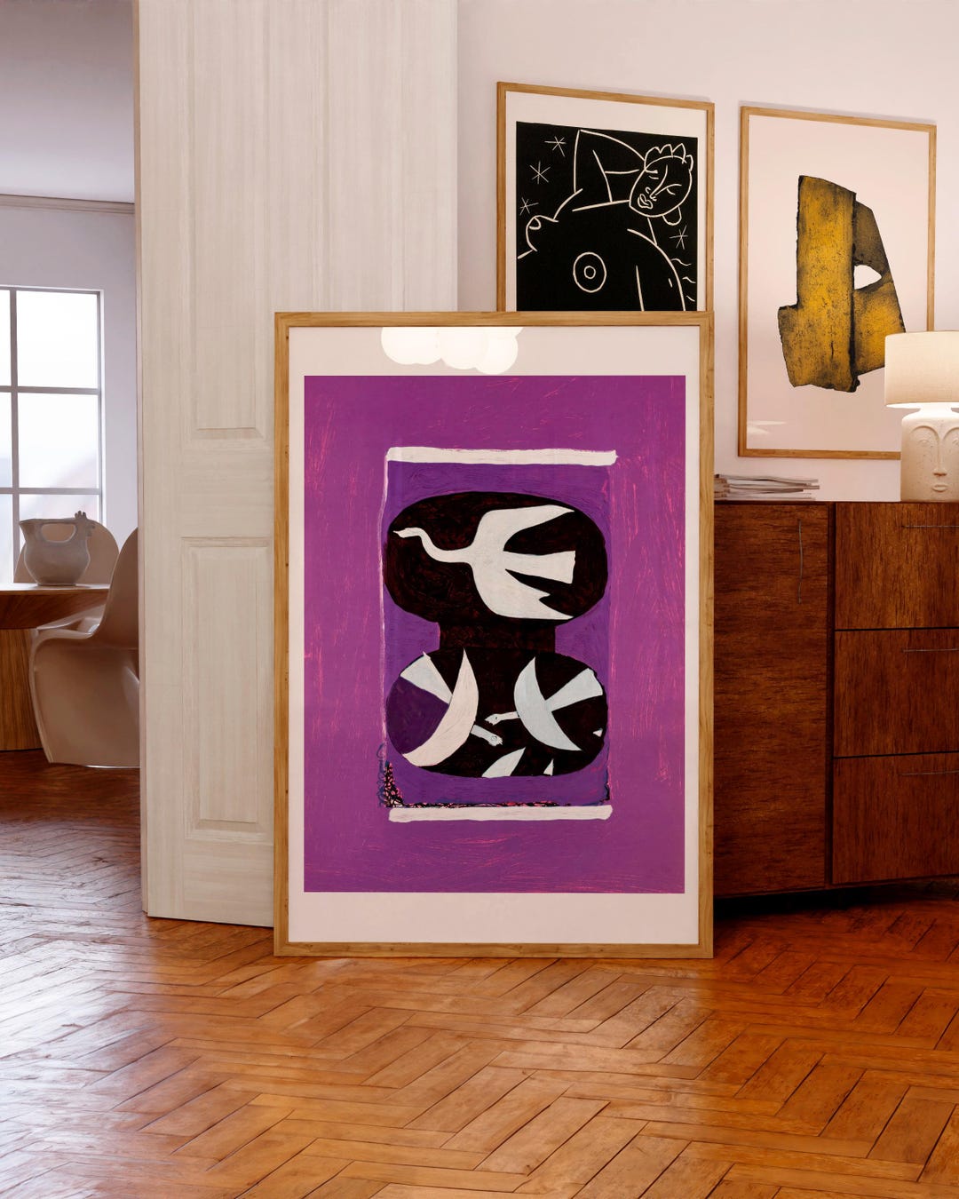 Georges Braque Art Print | Trois Oiseaux Sur Fond Violet, Derrière Le Miroir (d'après) 1964 ...