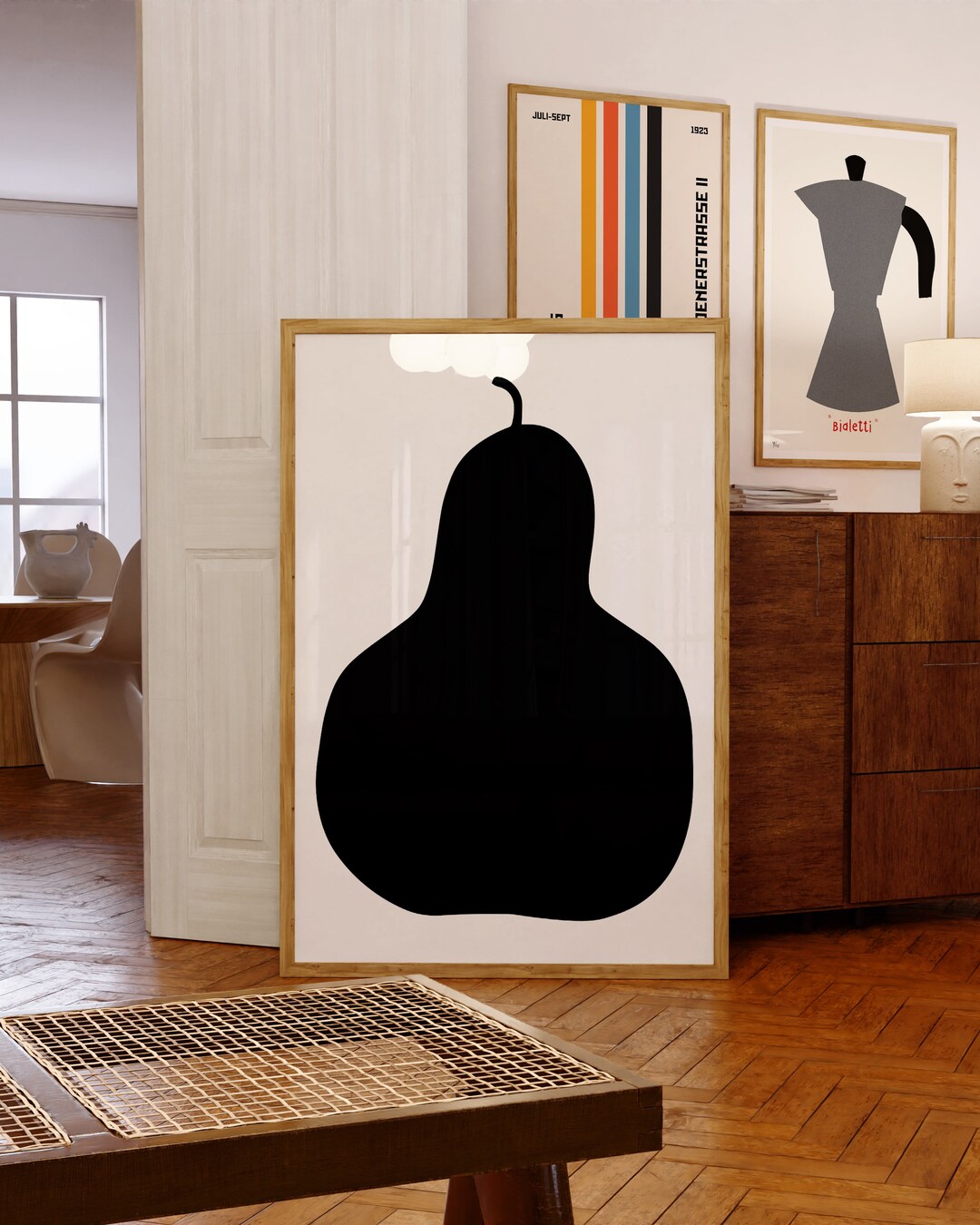 The Black Pear Poster Mid-century Modern Wall Art Birthday Gift Idea ...