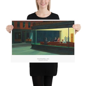 Edward Hopper Art Poster | Nighthawks, 1942 | Museum Quality Giclée ...