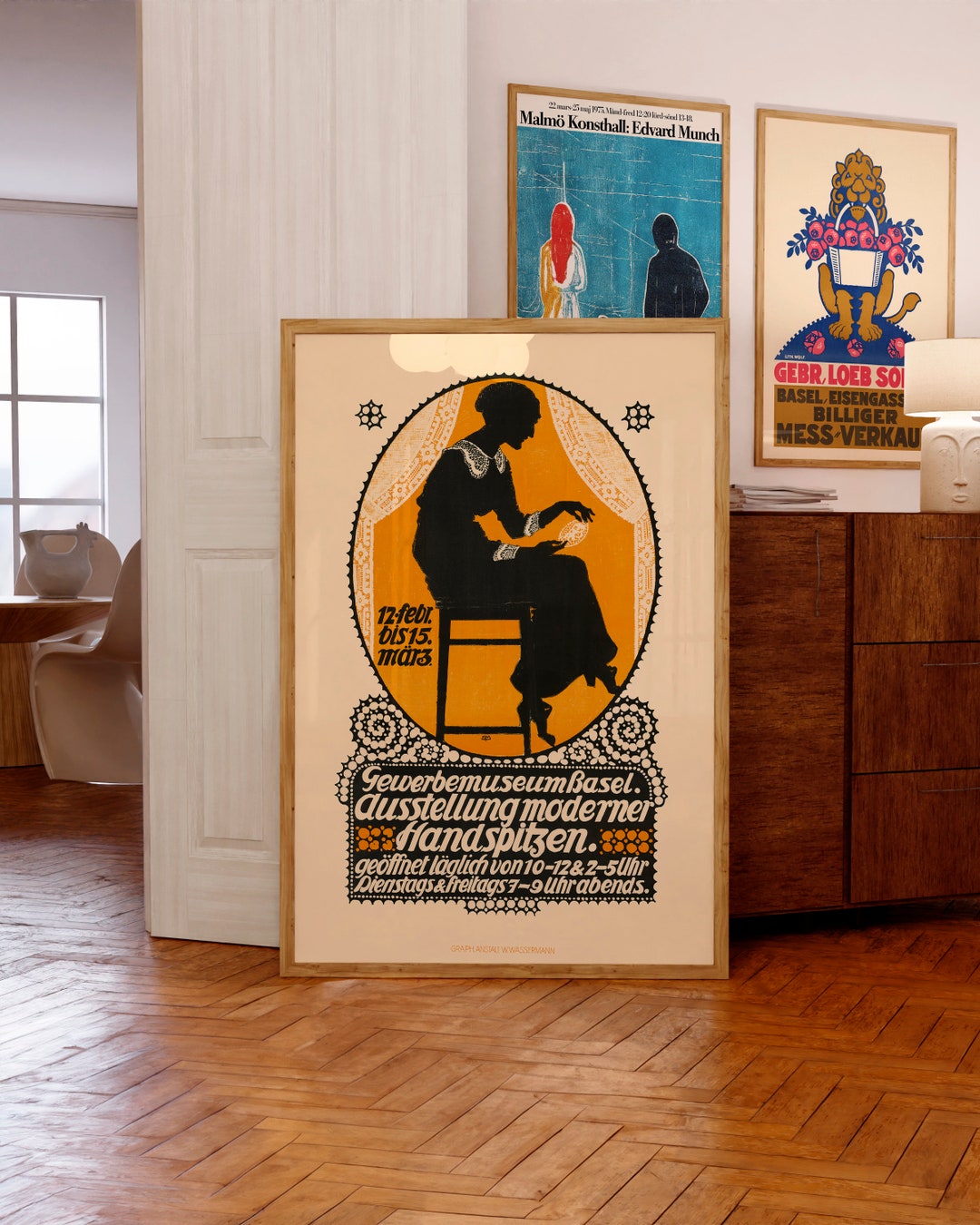 Swiss Exhibition Poster for Modern Hand Lace at Basel Trade Museum ...