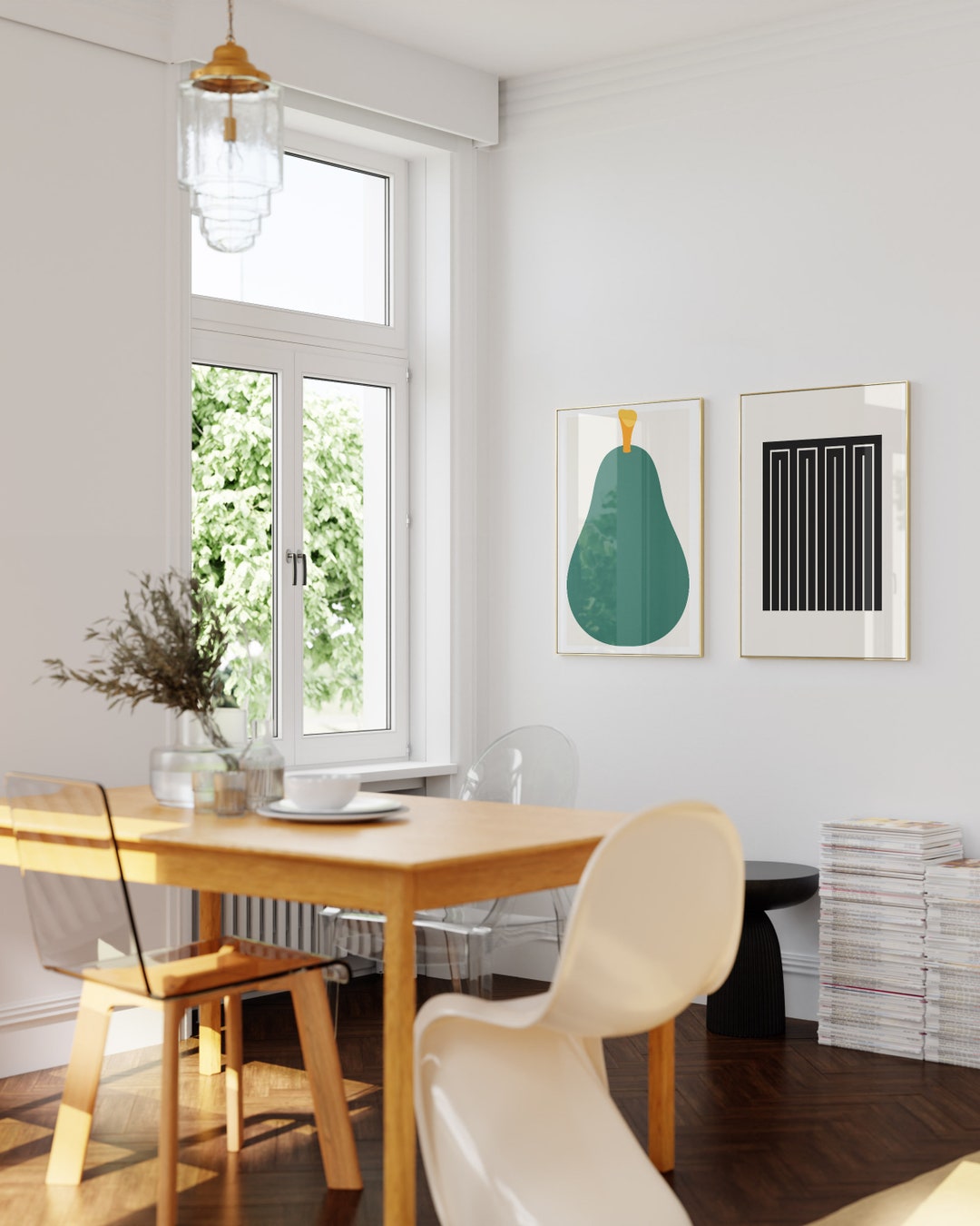 The Green Pear Poster | Mid-century Modern Wall Art | Birthday Gift ...