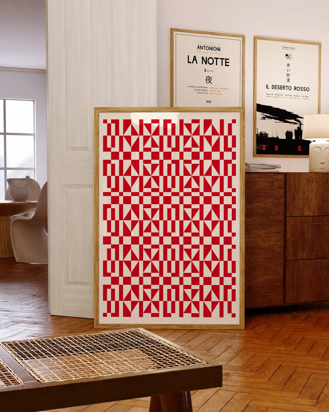 Mid-century Modern Abstract Red Pattern Poster | Mid-century Geometric ...