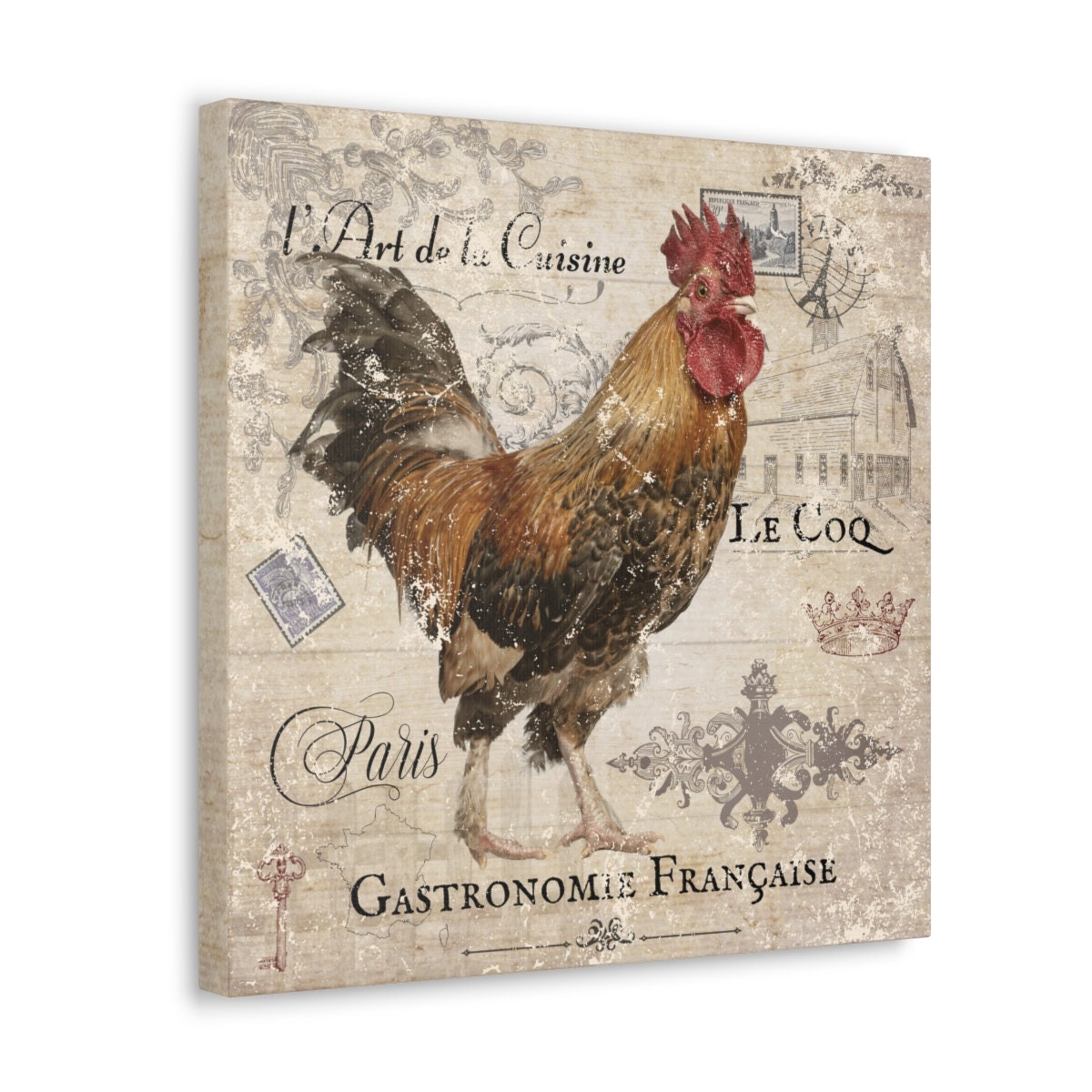Farmhouse Rooster Sign, French Country Kitchen Sign, Vintage Chicken ...