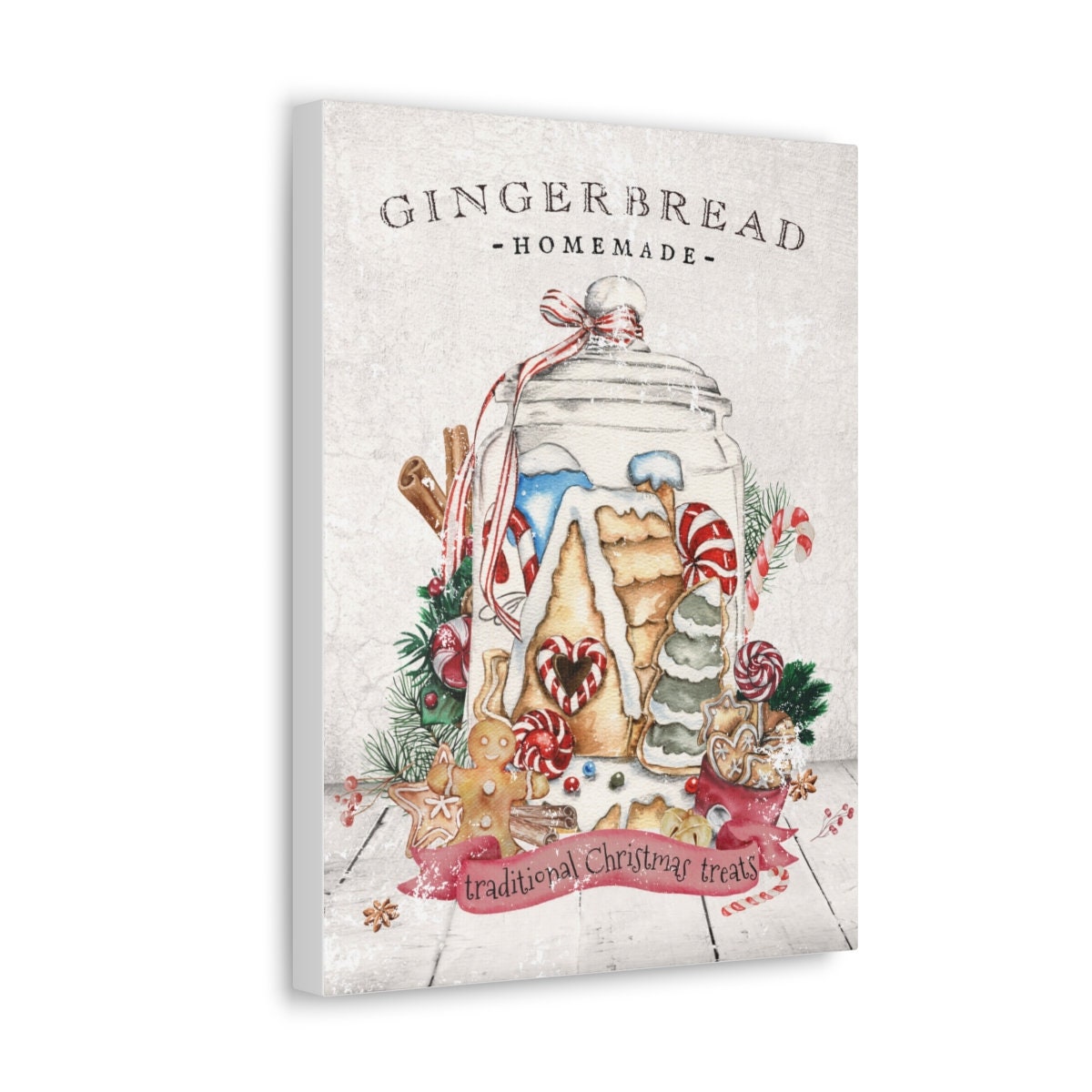 Gingerbread Wall Decor, Gingerbread Sign, Vintage Christmas Canvas ...
