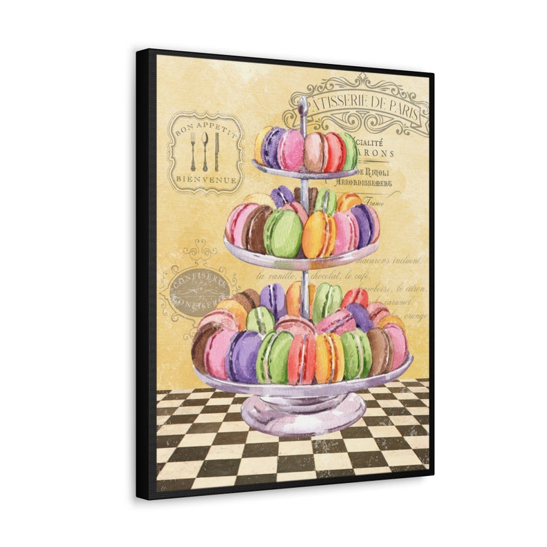Macarons Patisserie Canvas, French Pastry Wall Art, Boulangerie Wall ...