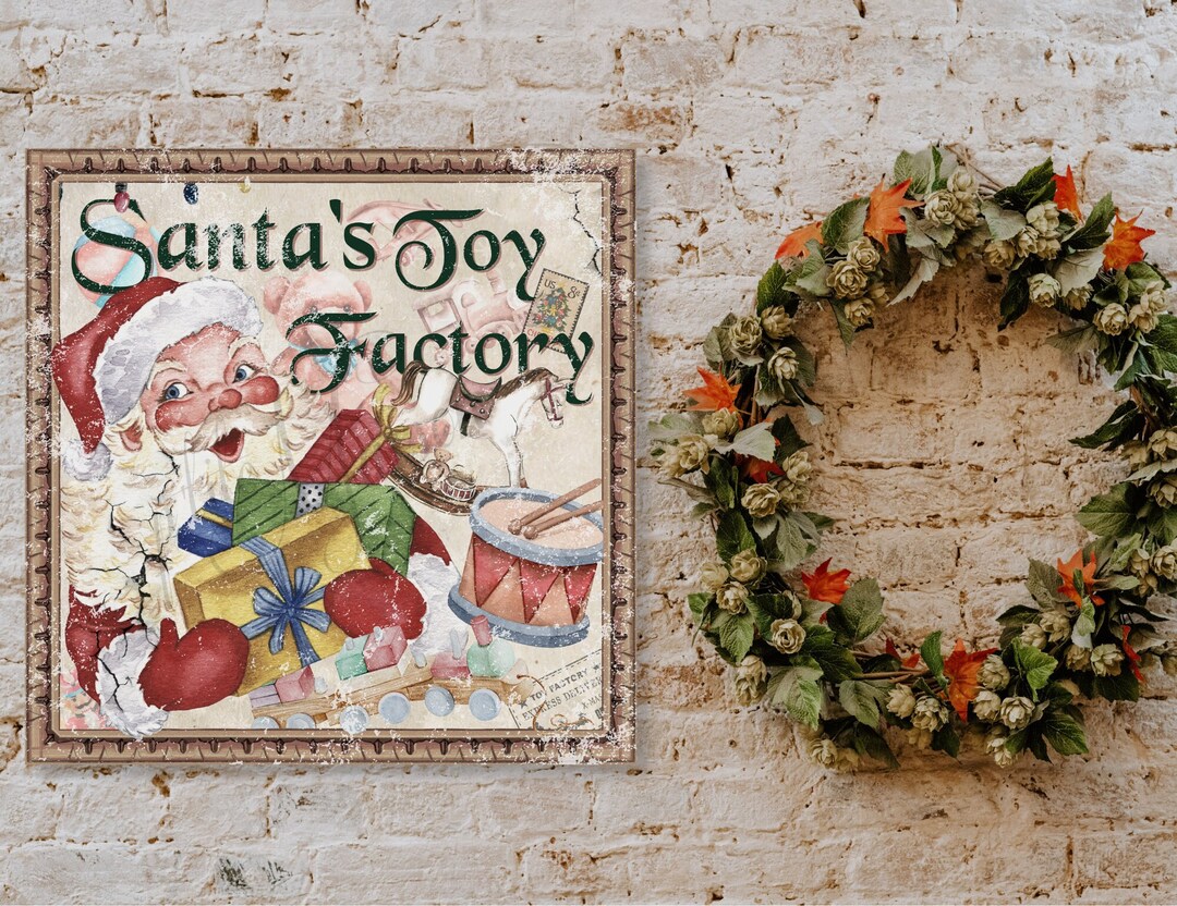 Santa's Toy Factory Christmas Sign, Toy Shop Sign, Christmas Wall Decor ...