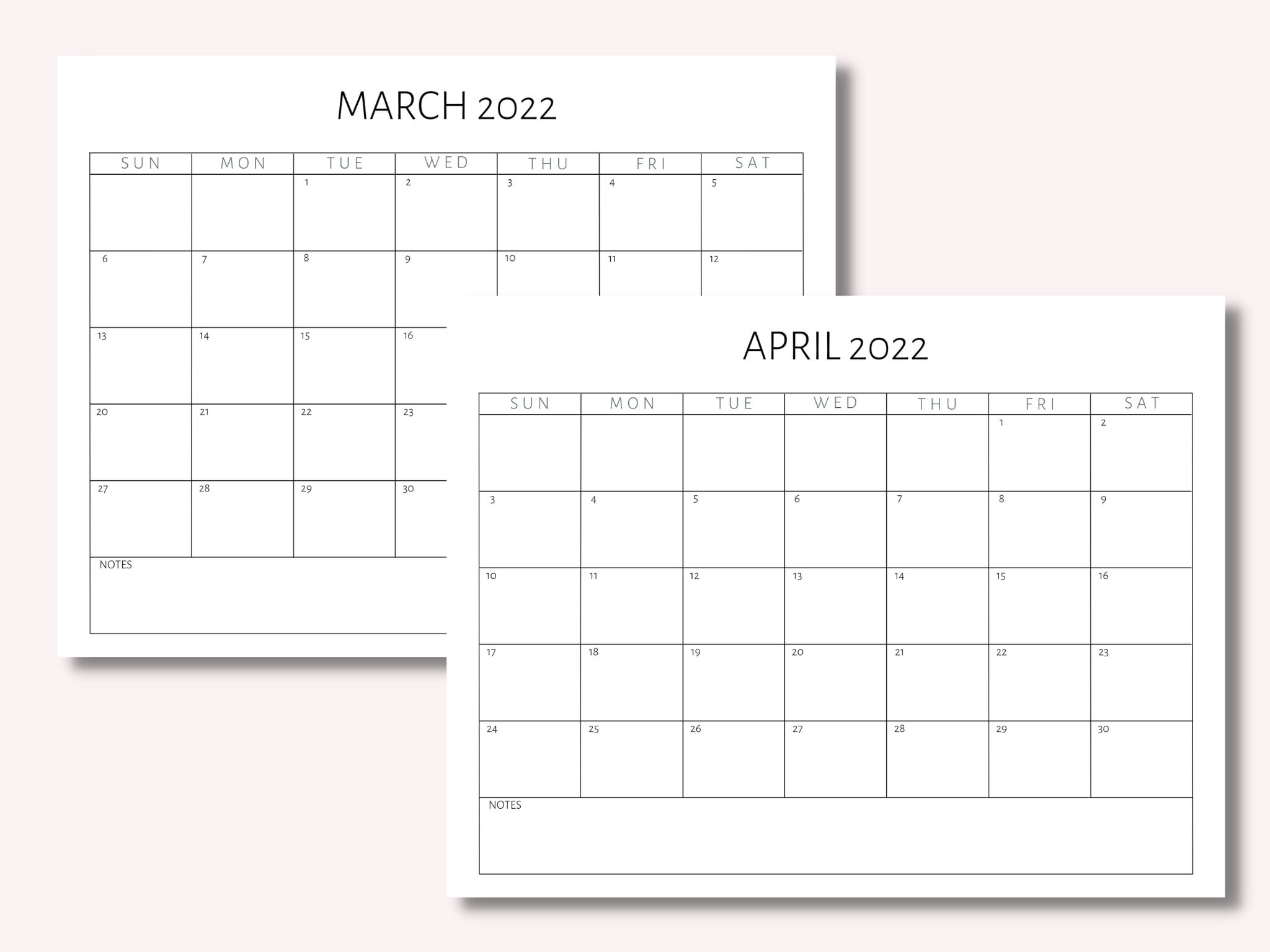 2022 Calendar Template 12 Month Calendar Digital Download Editable ...