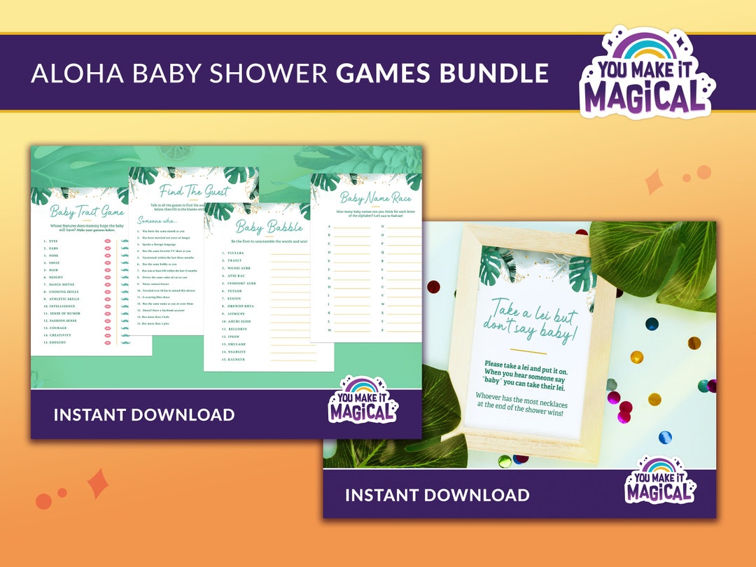 Tropical (aloha) Theme Baby Shower Games Bundle - Etsy
