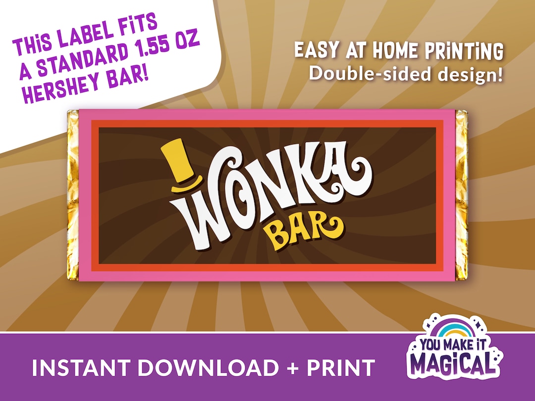 Willy Wonka Theme Chocolate Bar Wrapper - Etsy