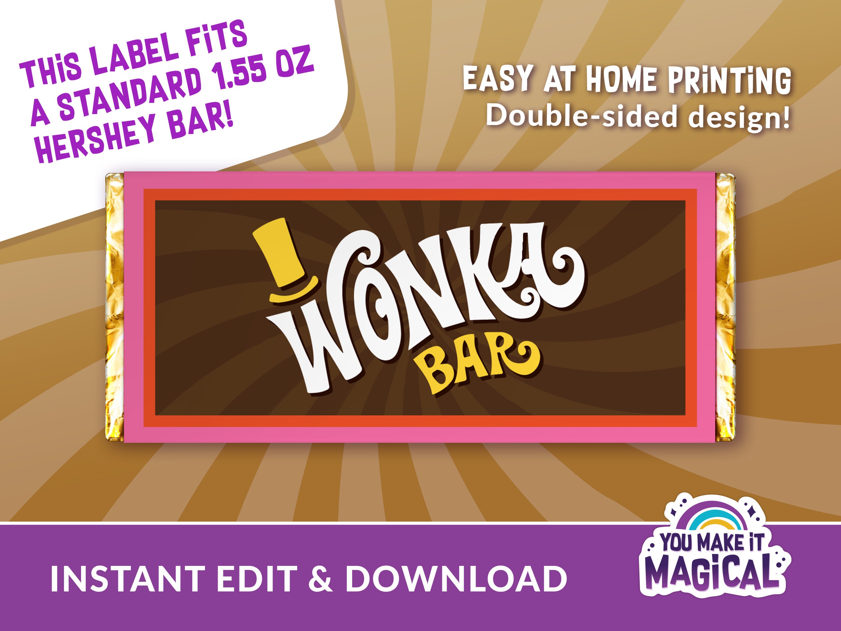 Willy Wonka Theme Chocolate Bar Wrapper - Etsy