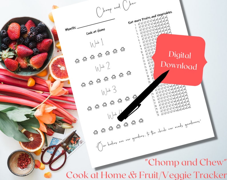 Food Tracker, Fruit and Vegetable Tracker, Diet, Health Tracker, Daily ...