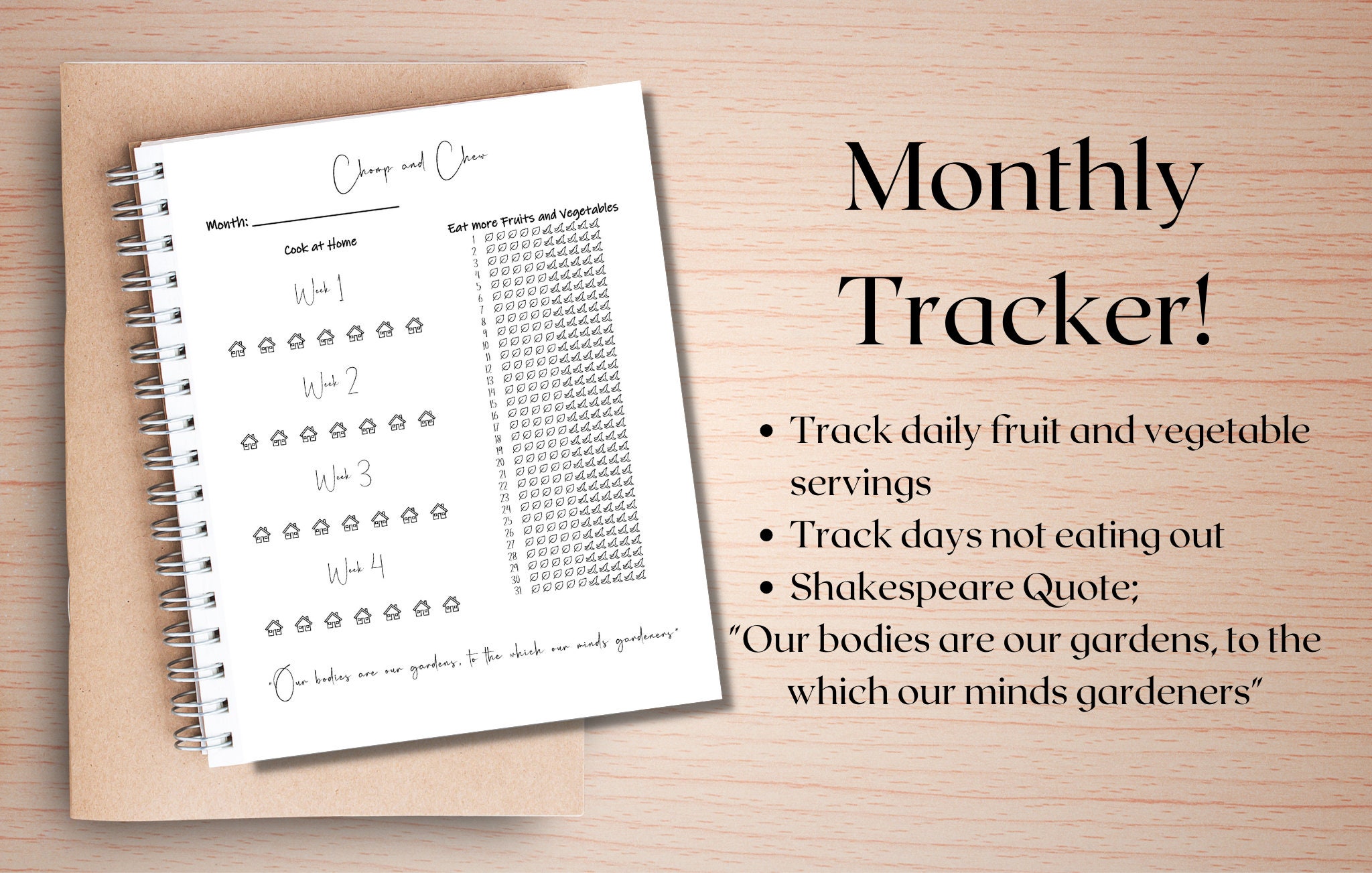 Food Tracker, Fruit and Vegetable Tracker, Diet, Health Tracker, Daily ...