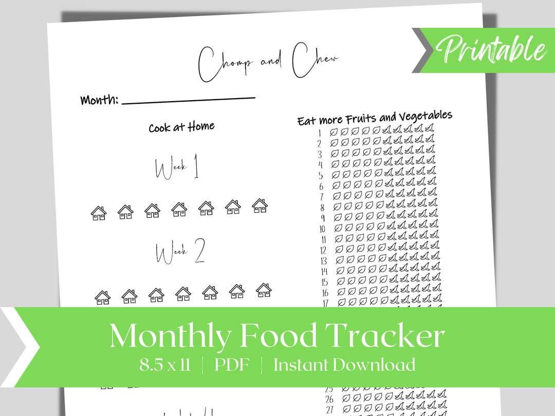 Food Tracker, Fruit and Vegetable Tracker, Diet, Health Tracker, Daily ...