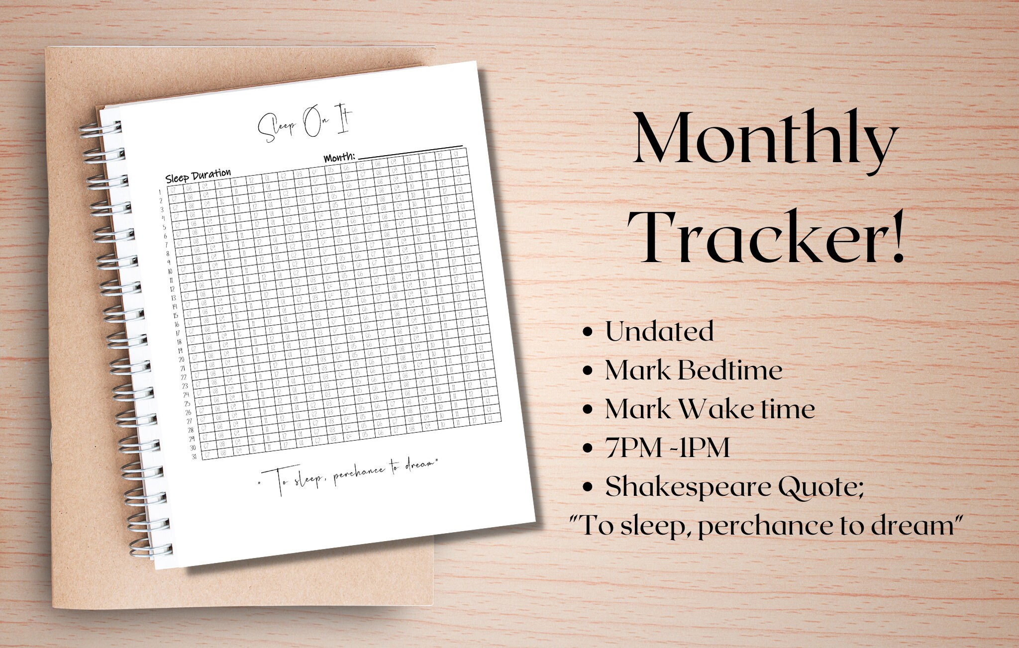 Sleep Tracker, Daily Sleep Log, Monthly Habit, Health Tracker, Daily ...