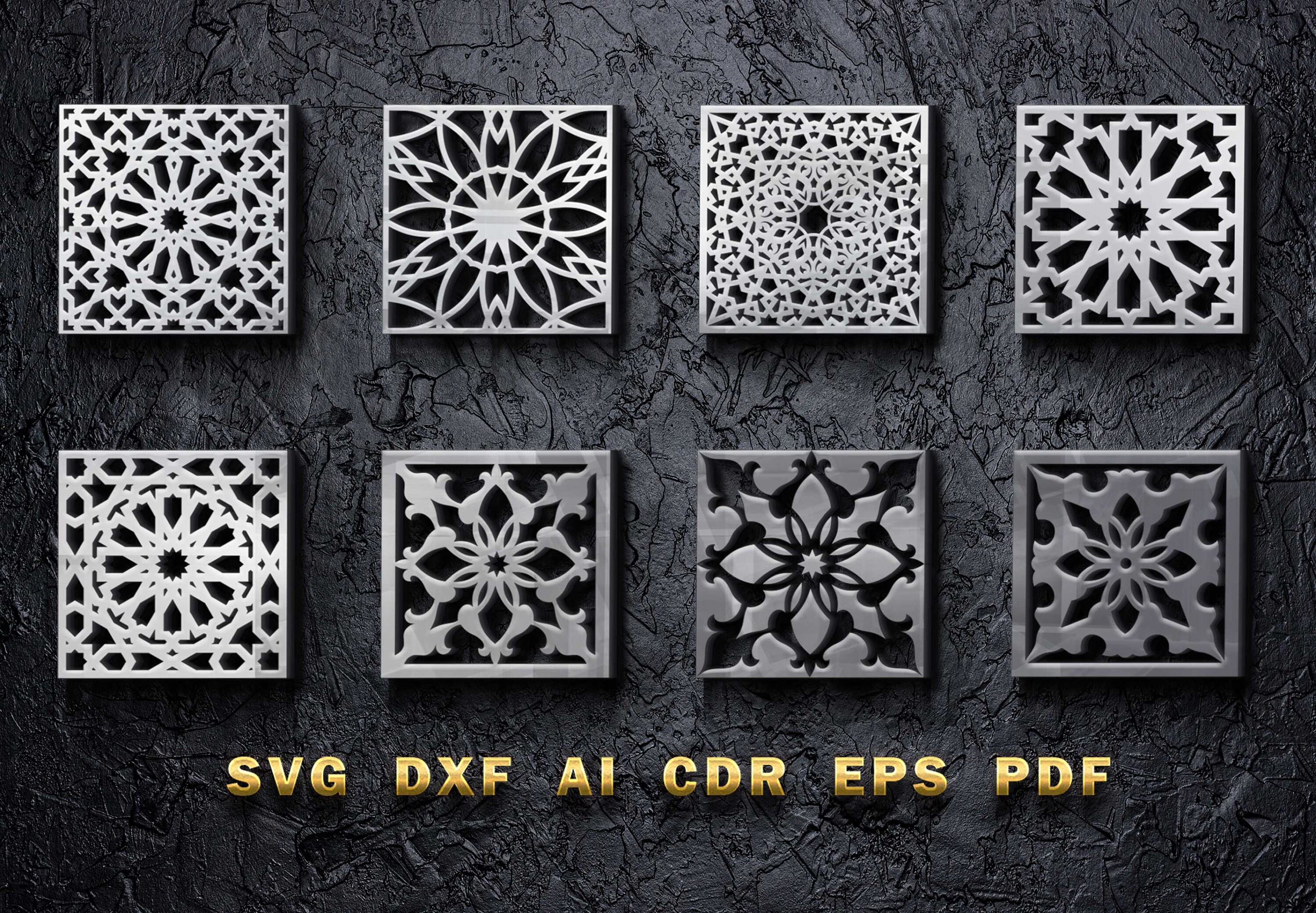 Arabic Moroccan Islamic Pattern SVG & Vector Line Art 2 Template - Etsy