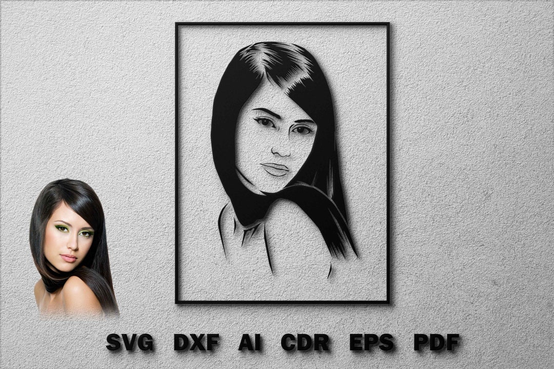 Line Art Stencil Photo Custom Design With 6 File Vector Formats Svg Dxf ...