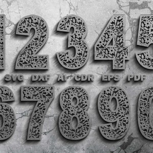 Monogram Numbers Template With Svg Dxf Ai Vector Line Art for Cricut ...