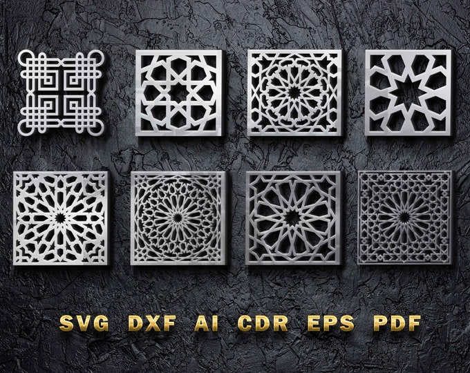 Arabic Moroccan Islamic Pattern SVG & Vector Line Art 3 Template - Etsy