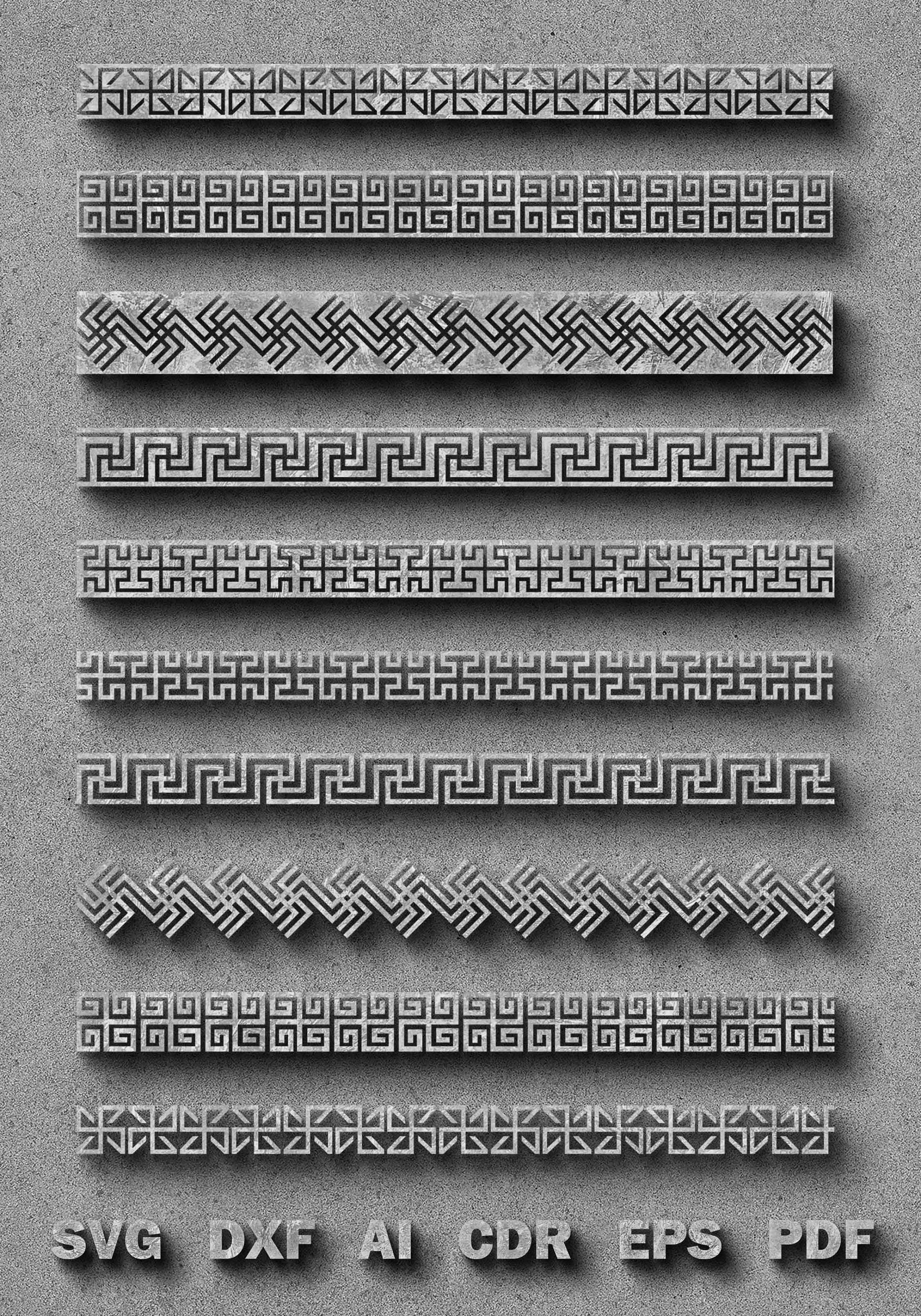 Borders List Pattern Template With SVG, DXF, EPS, Cdr & Vector Line Art ...