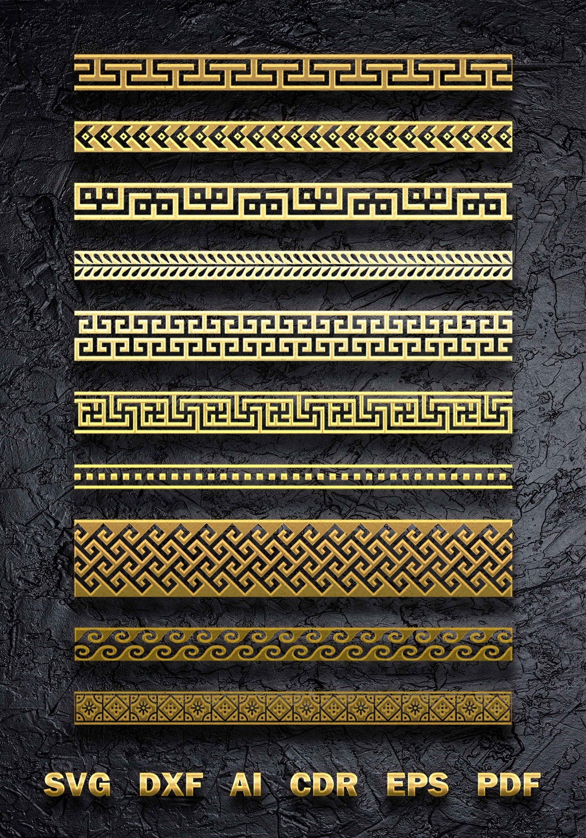 Borders List Pattern Template With Svg Dxf Eps Cdr & Vector Line Art ...