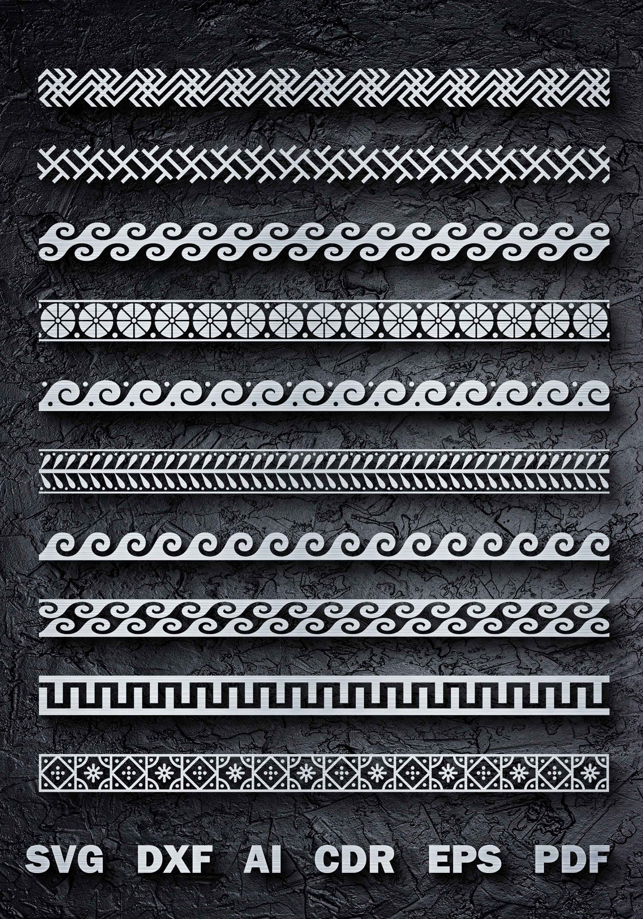 Borders List Pattern With Svg Dxf Eps Cdr & Vector Line Art Template ...